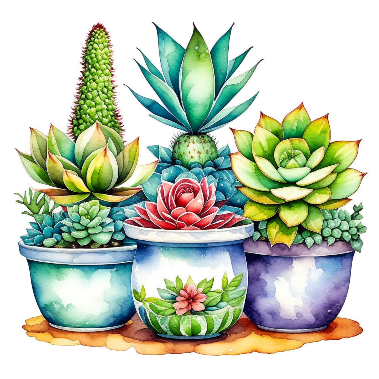 Succulents Digital Art Clipart 10 High Quality Jpgs Digital Download AI ...