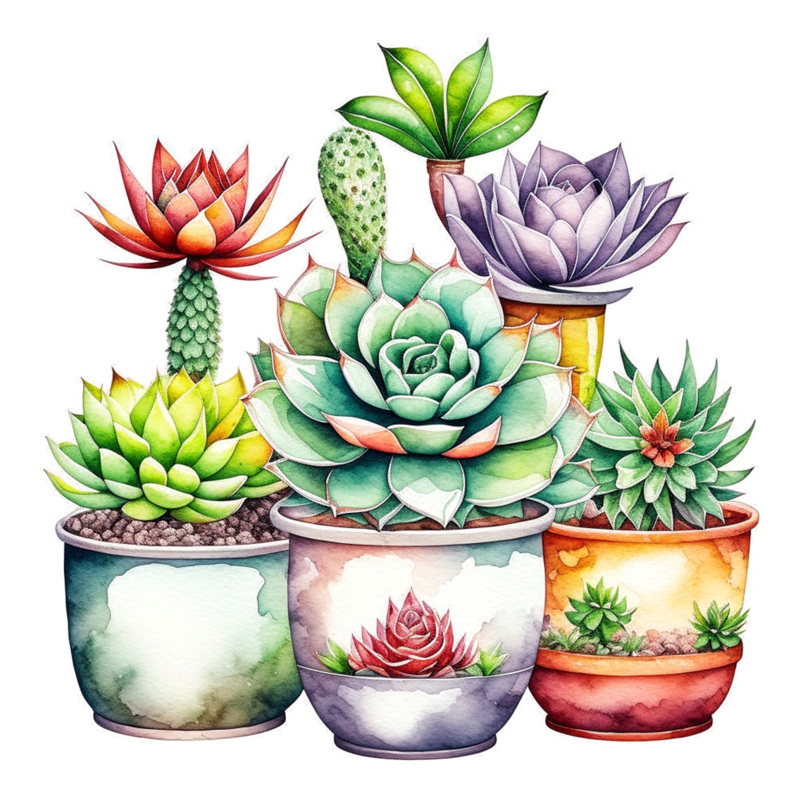 Succulents Digital Art | Clipart | 10 High Quality Jpgs | Digital ...