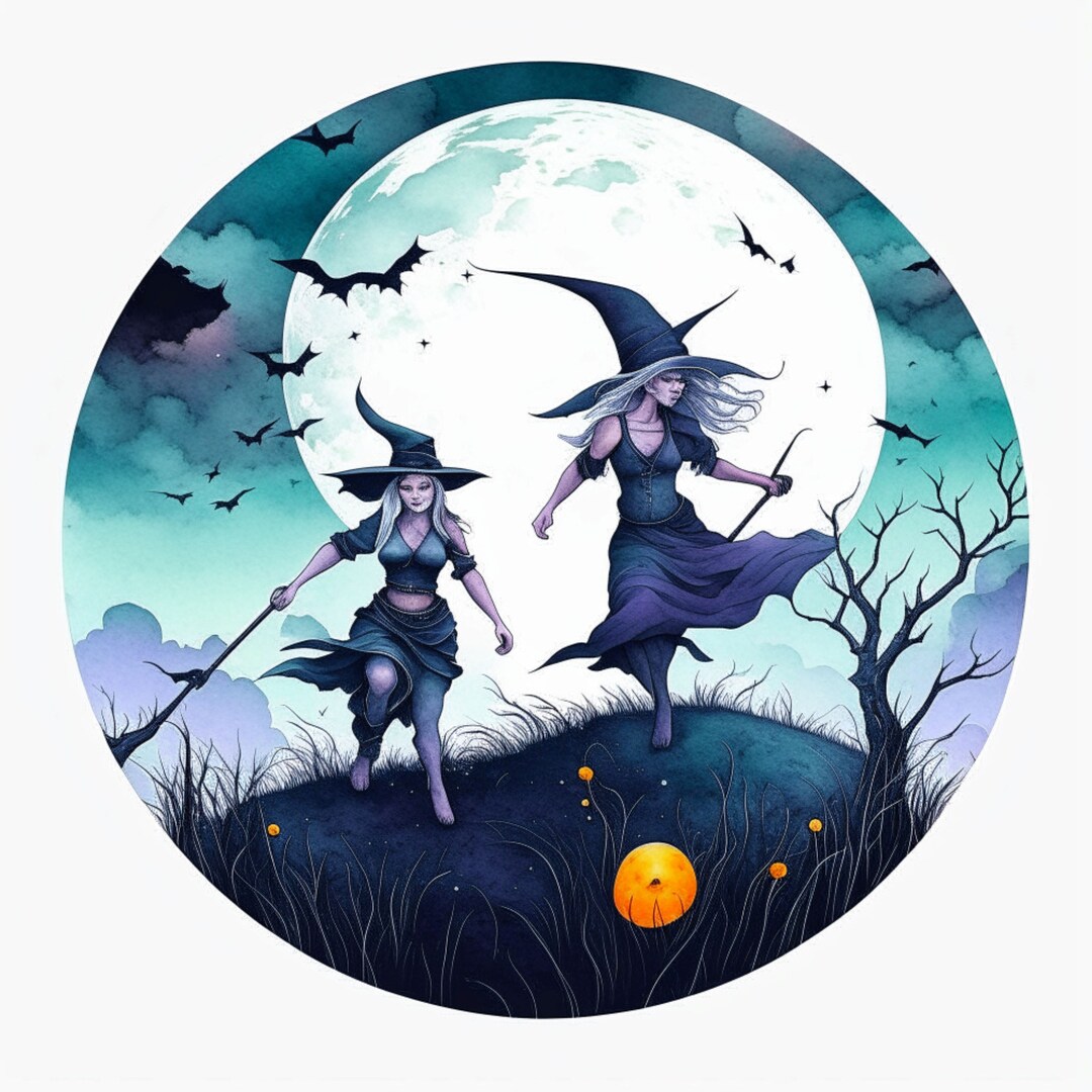 Moon Witches Digital Art | Witch Clipart | 10 High Quality Jpgs ...