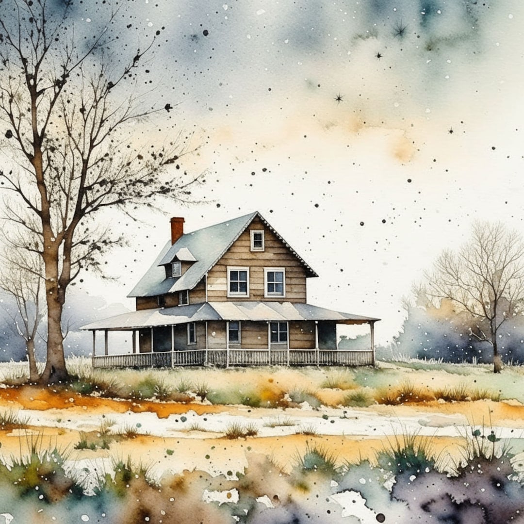 Farm House in Winter Digital Art | Clipart | 15 High Quality Jpgs ...
