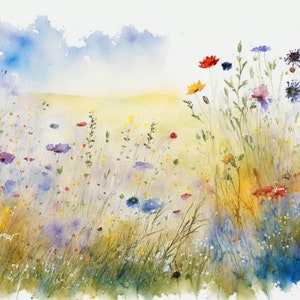 Field of Wildflowers Digital Art Flowers Clipart 10 High Quality Jpgs ...