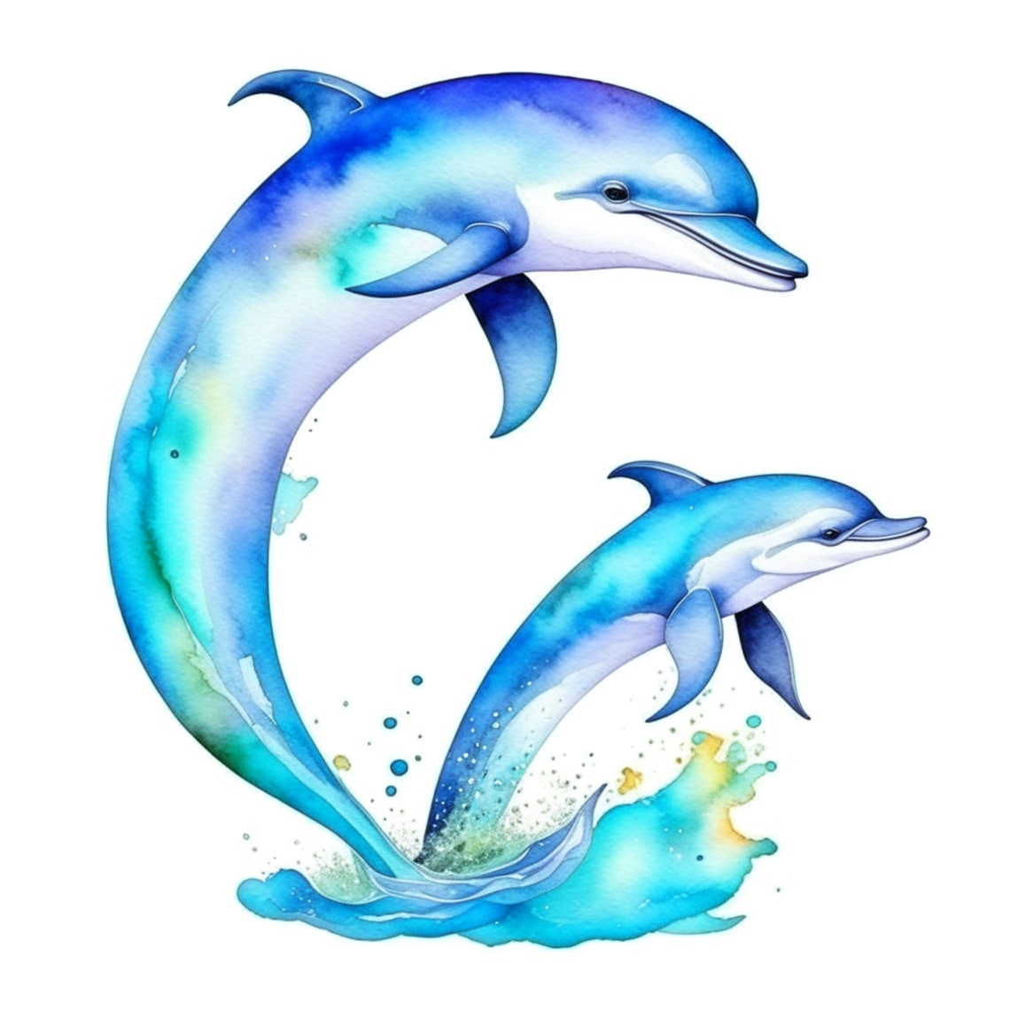 Dolphins Digital Art Clipart 10 High Quality Jpgs Digital Download AI ...