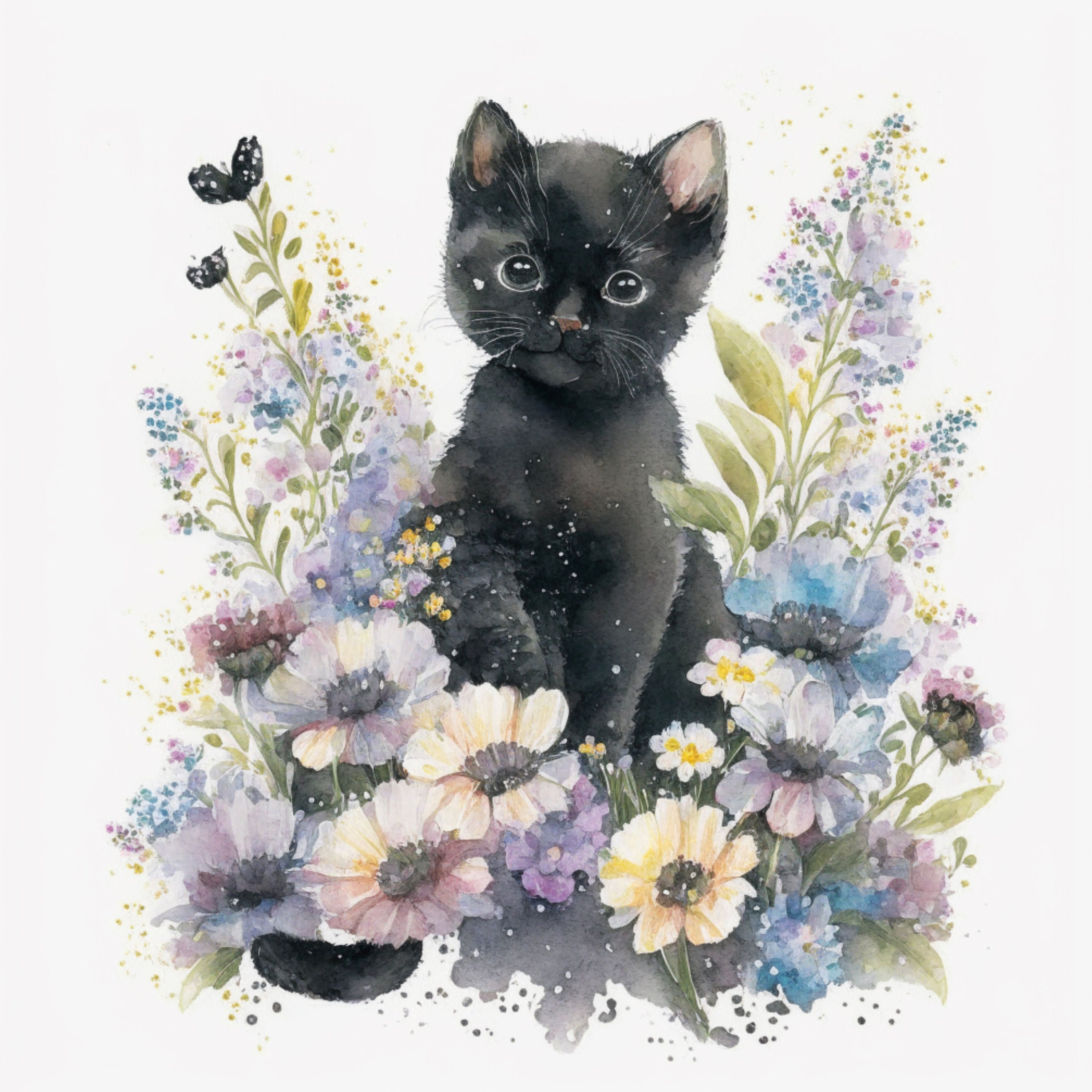 Kittens With Flowers Digital Art Clipart 15 High Quality - Etsy