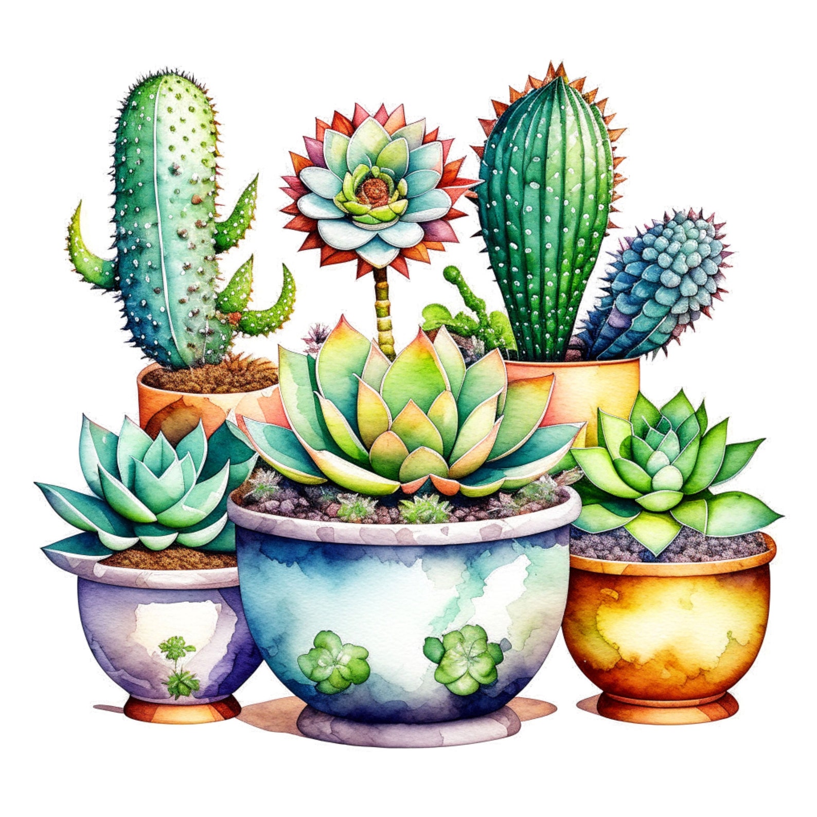 Succulents Digital Art | Clipart | 10 High Quality Jpgs | Digital ...