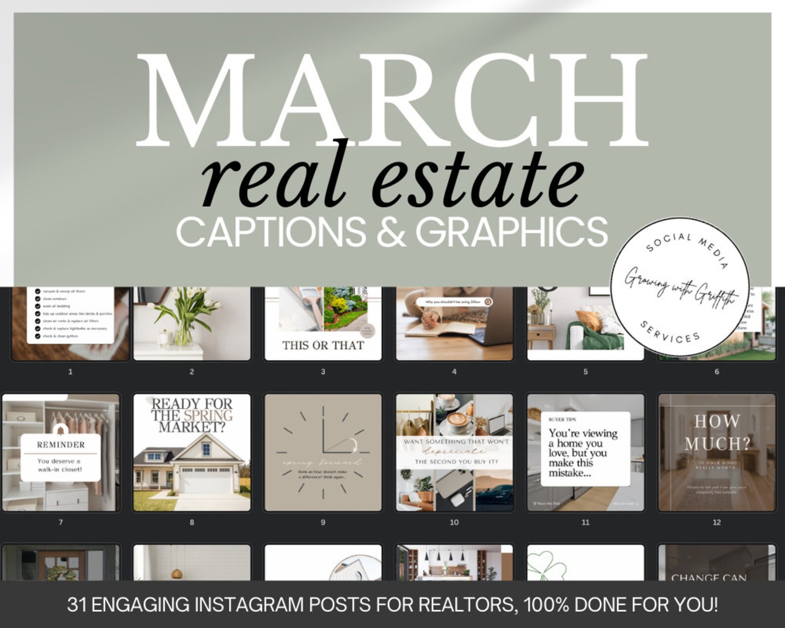 March Social Media Posts With Captions Real Estate Agent Social Media ...