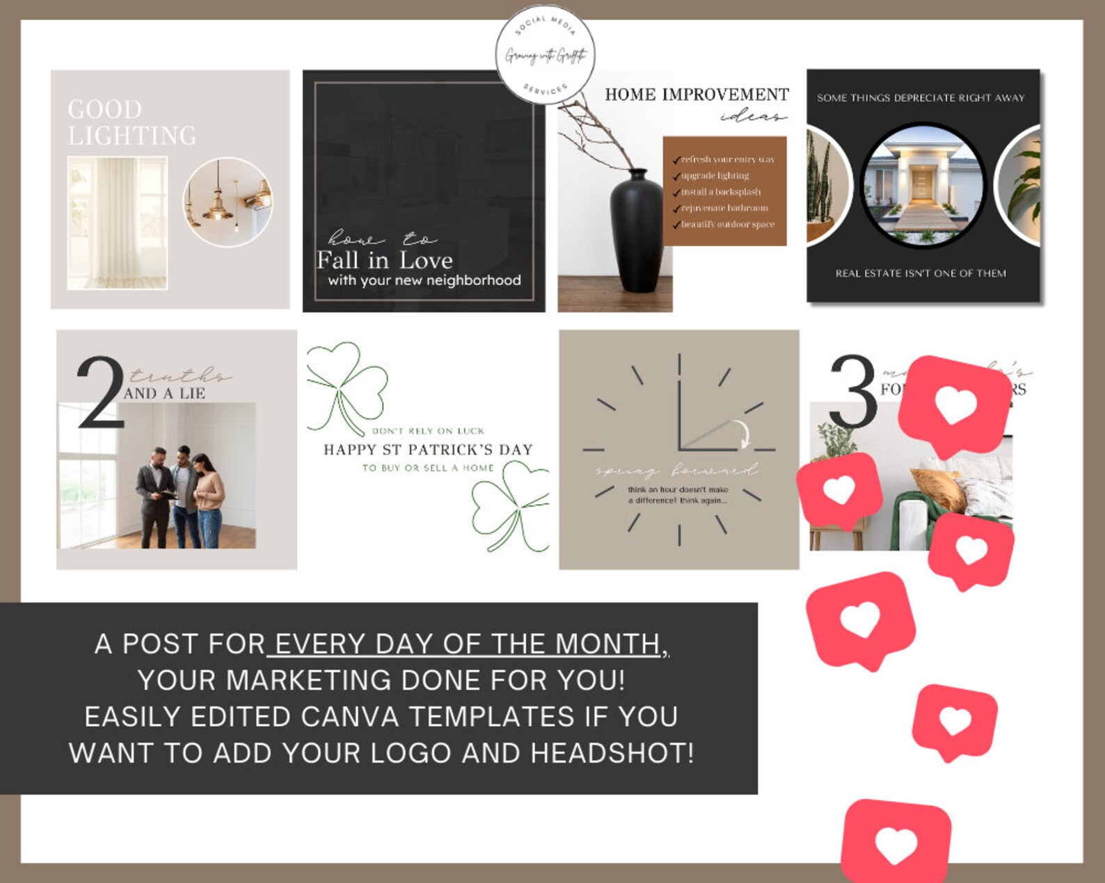 March Social Media Posts With Captions | Real Estate Agent Social Media ...