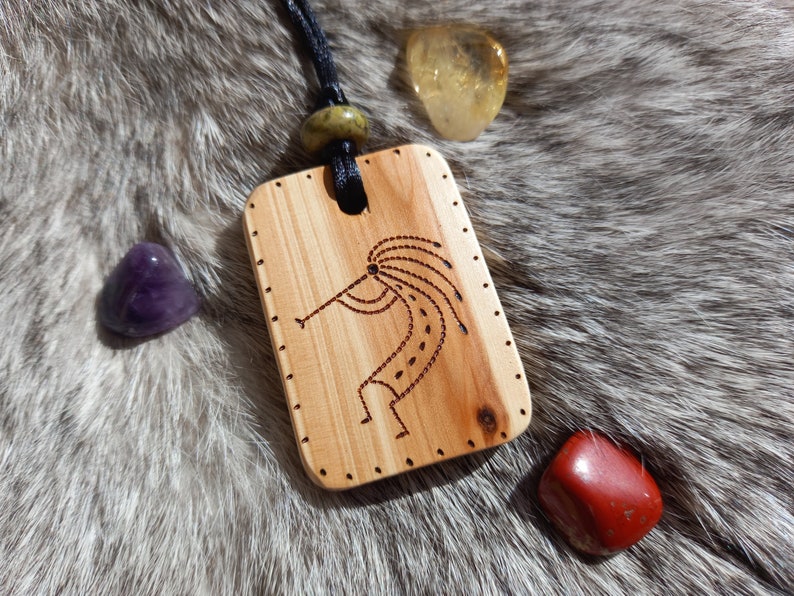Kokopelli Wooden Necklace, Native American Fertility Deity, Luck Charm ...