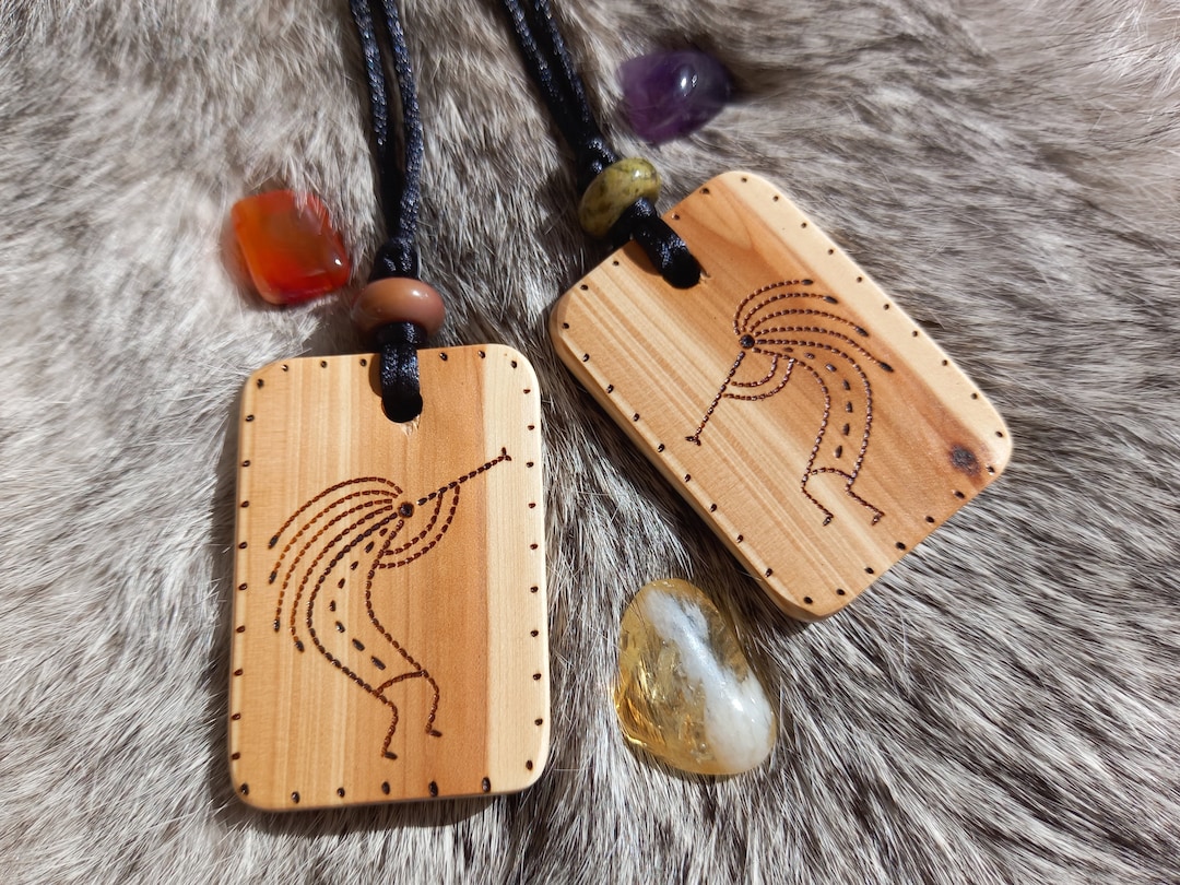 Kokopelli Wooden Necklace, Native American Fertility Deity, Luck Charm ...