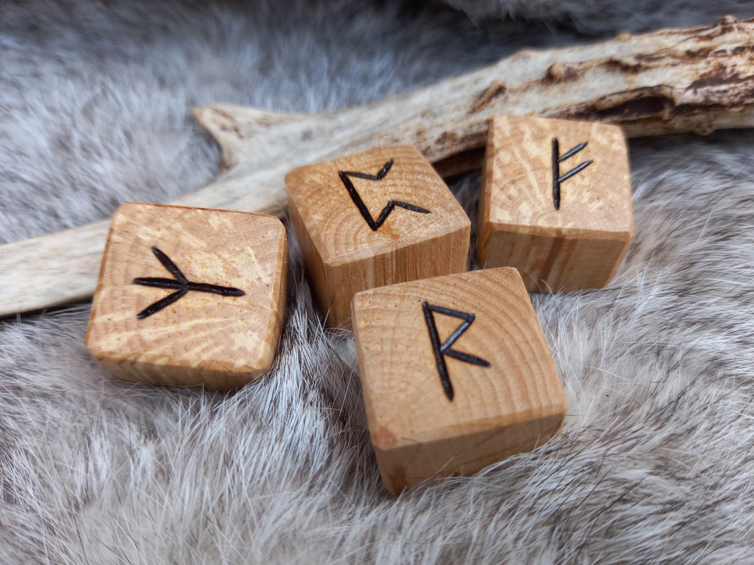 Elder Futhark Runes Wooden Set , Square Blocks, Beech, Handmade - Etsy