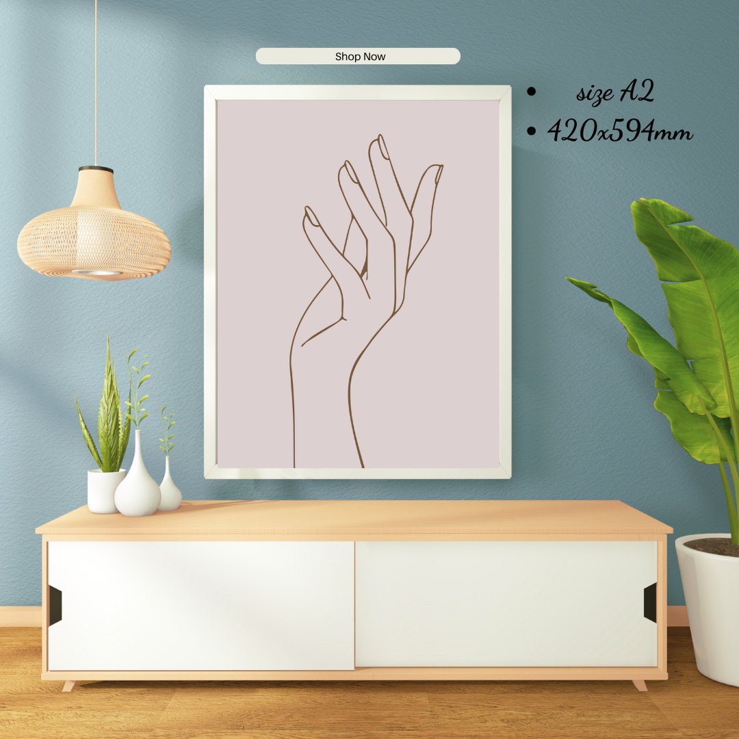 Hand Line Art Hand Line Drawing Print Contemporary Art Print One Line ...