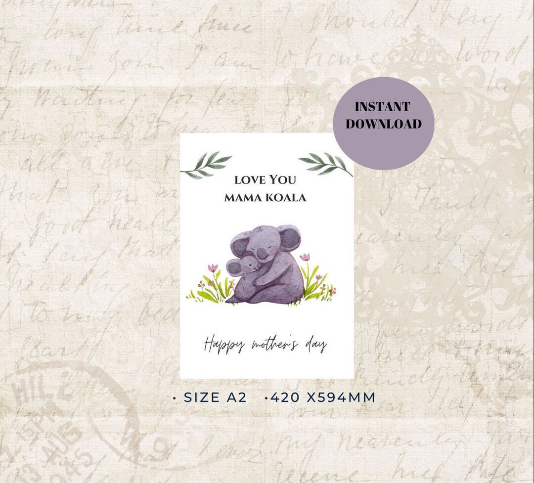 Mama Koala Cute Mothers Day Card Adorable Mama Mother's Day Card ...