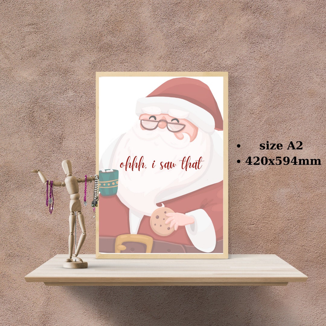 Funny Christmas Print Santa Decor Christmas Wall Art Christmas ...