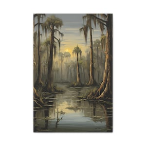 Swamp Painting, Swamp Oil Painting Print, Louisiana Swamp Painting With ...