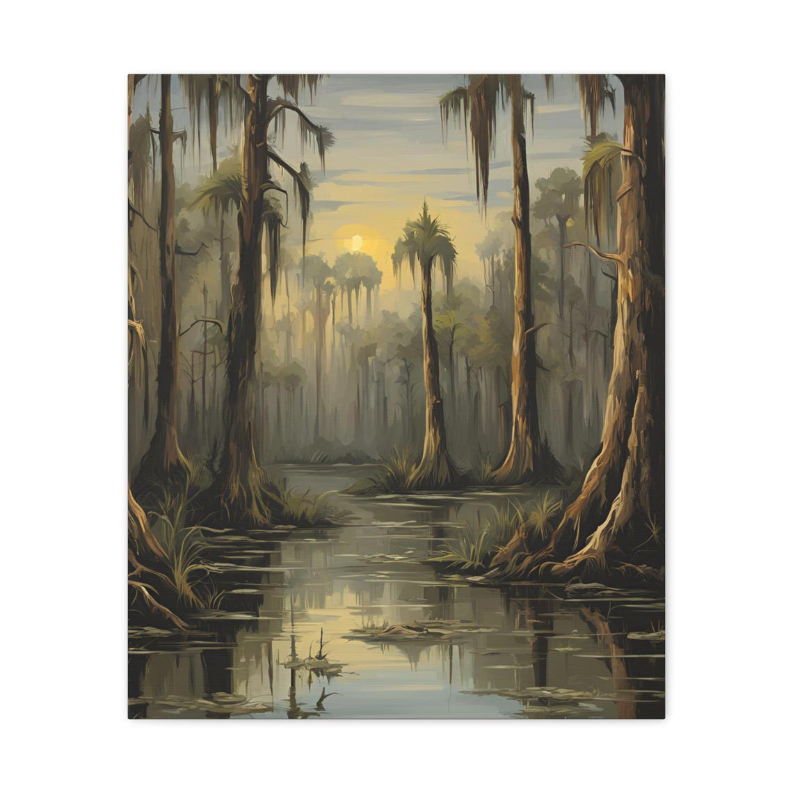 Swamp Painting, Swamp Oil Painting Print, Louisiana Swamp Painting With ...