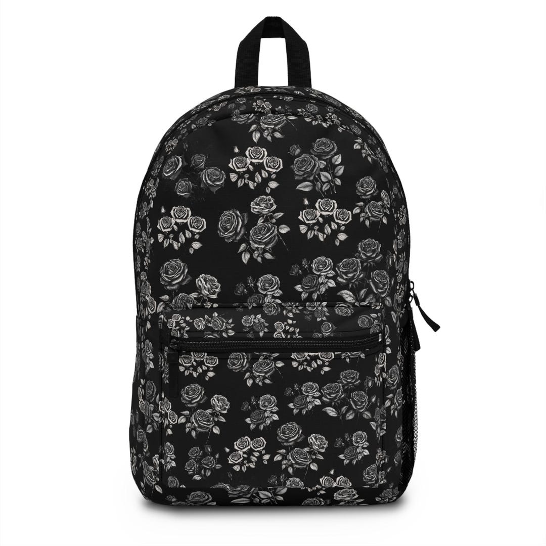 Black Roses Backpack, Dark Floral Gothic Roses Backpack, Rose Tattoo ...