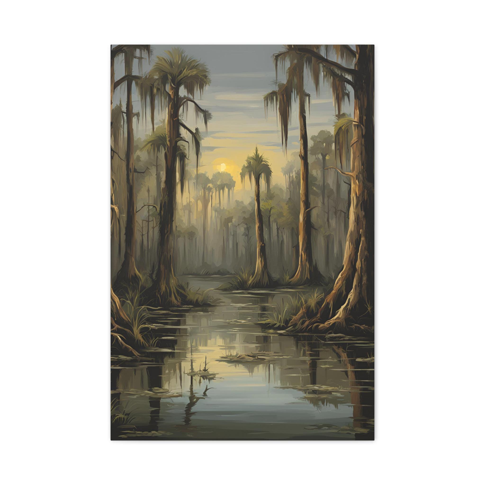 Swamp Painting, Swamp Oil Painting Print, Louisiana Swamp Painting With ...