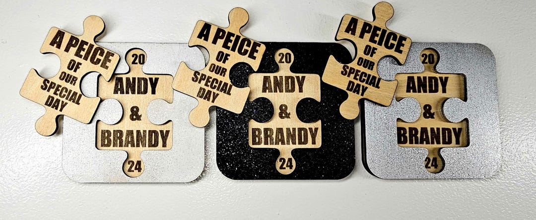Custom Wedding Tags - Puzzle Piece - Name & Year - Variety of Colors ...