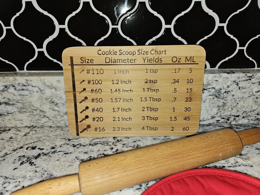 Cookie Scoop Size Chart: Wood Plank Magnet, Baker's Gift - Etsy
