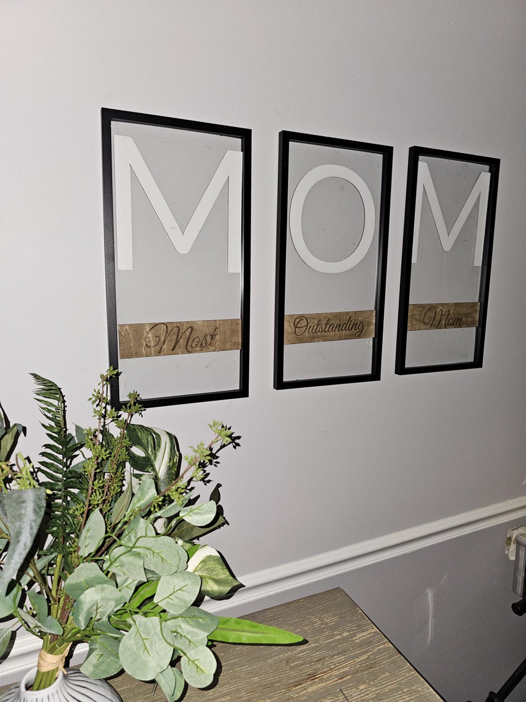 MOM Acronym Wall Art Family Wall Art Home Decor 3 Piece Picture Frame ...