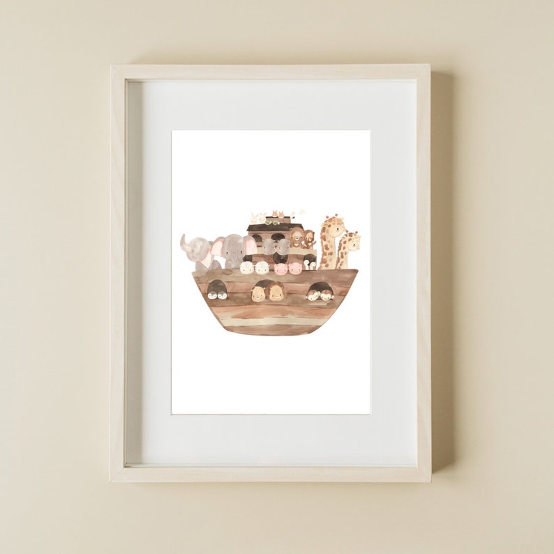 Noah's Ark Watercolor Prints: Nursery Animal Art (digital Download) - Etsy