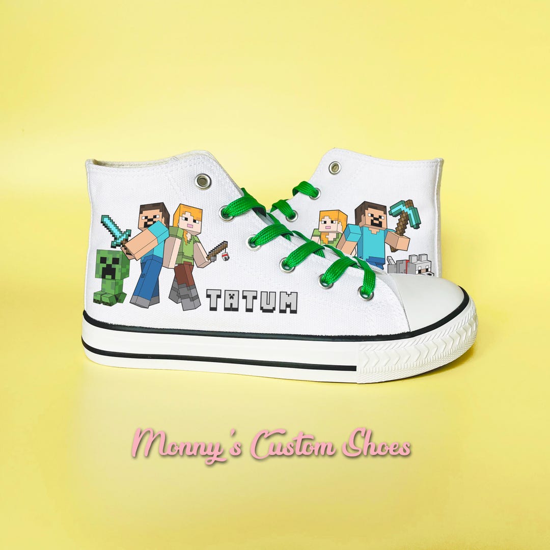 Boys Custom Minecraft Canvas Shoes | Kids Character Trainers | Children ...