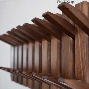 Double Layer Wooden Coat Rack, Handmade Wall Mount, Entryway Rack ...