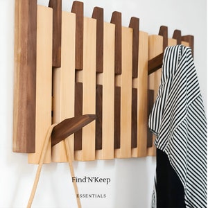 Double Layer Wooden Coat Rack, Handmade Wall Mount, Entryway Rack ...