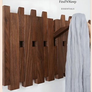 Double Layer Wooden Coat Rack, Handmade Wall Mount, Entryway Rack ...