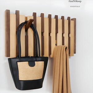 Double Layer Wooden Coat Rack, Handmade Wall Mount, Entryway Rack ...