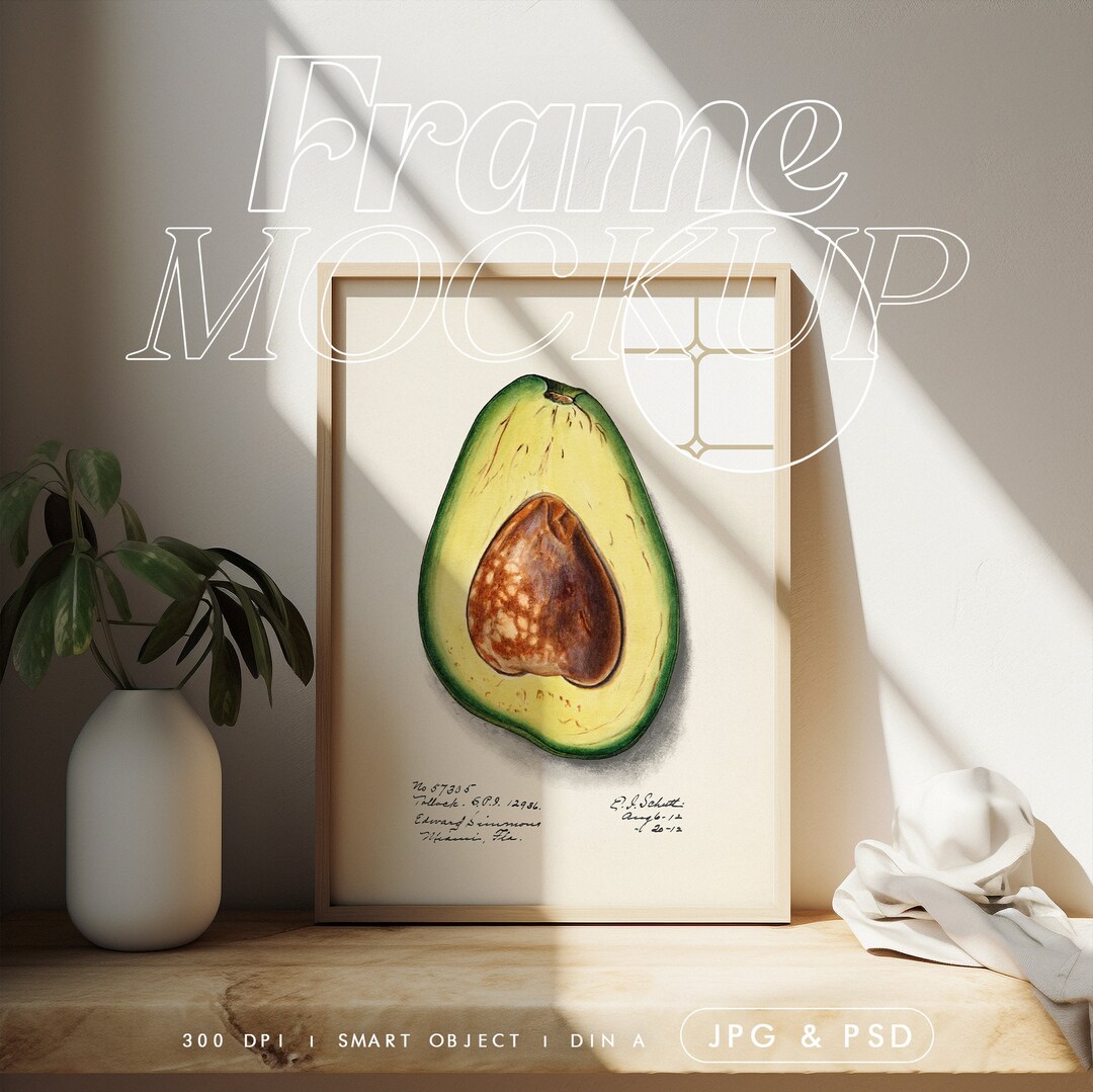 Vintage Art Mockup With Wood Frame, Boho Poster Mockup, Simple DIN A ...