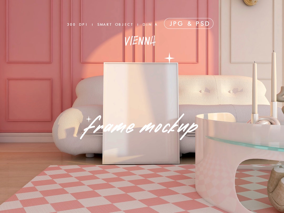 Pink Frame Mockup, Vertical DIN A Print White Frame Mockup, Wall Art ...