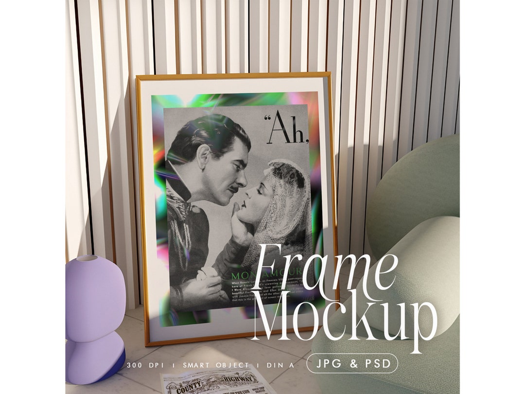 Retro Frame Mockup in Funky Eclectic Interior, PSD Poster Mockup, DIN A ...