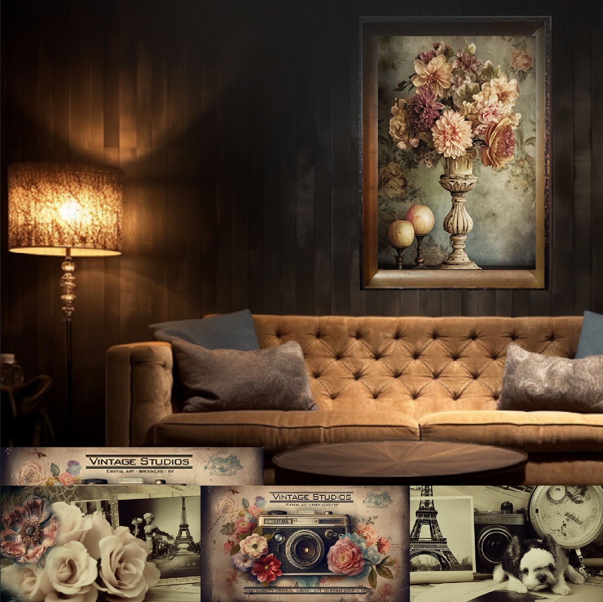 Vintage Flower Painting Printable Wall Art | Wall Art | Antique Art ...
