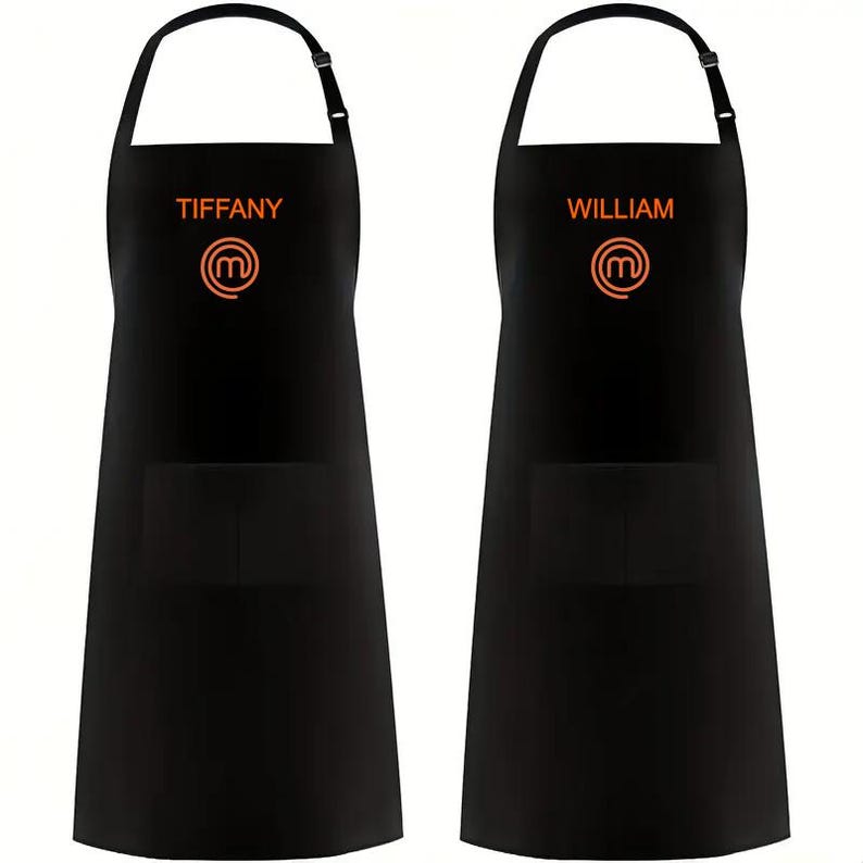 Personalized Masterchef Aprons | 100% Polyester Black Bib Apron | Gift ...