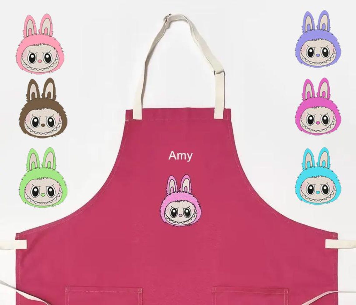 Labubu Apron – Free Embroidery, Handmade in Toronto | Adjustable Neck ...