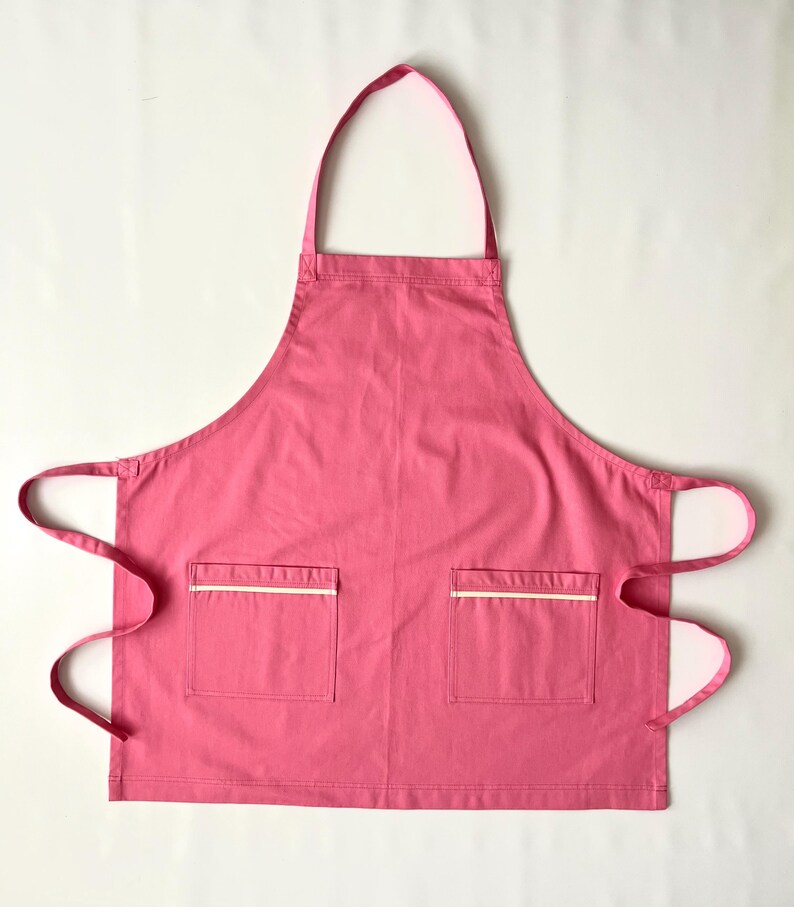 Cute Retro Apron | Pink, Cream | Cotton Fabric With Piping Accent ...