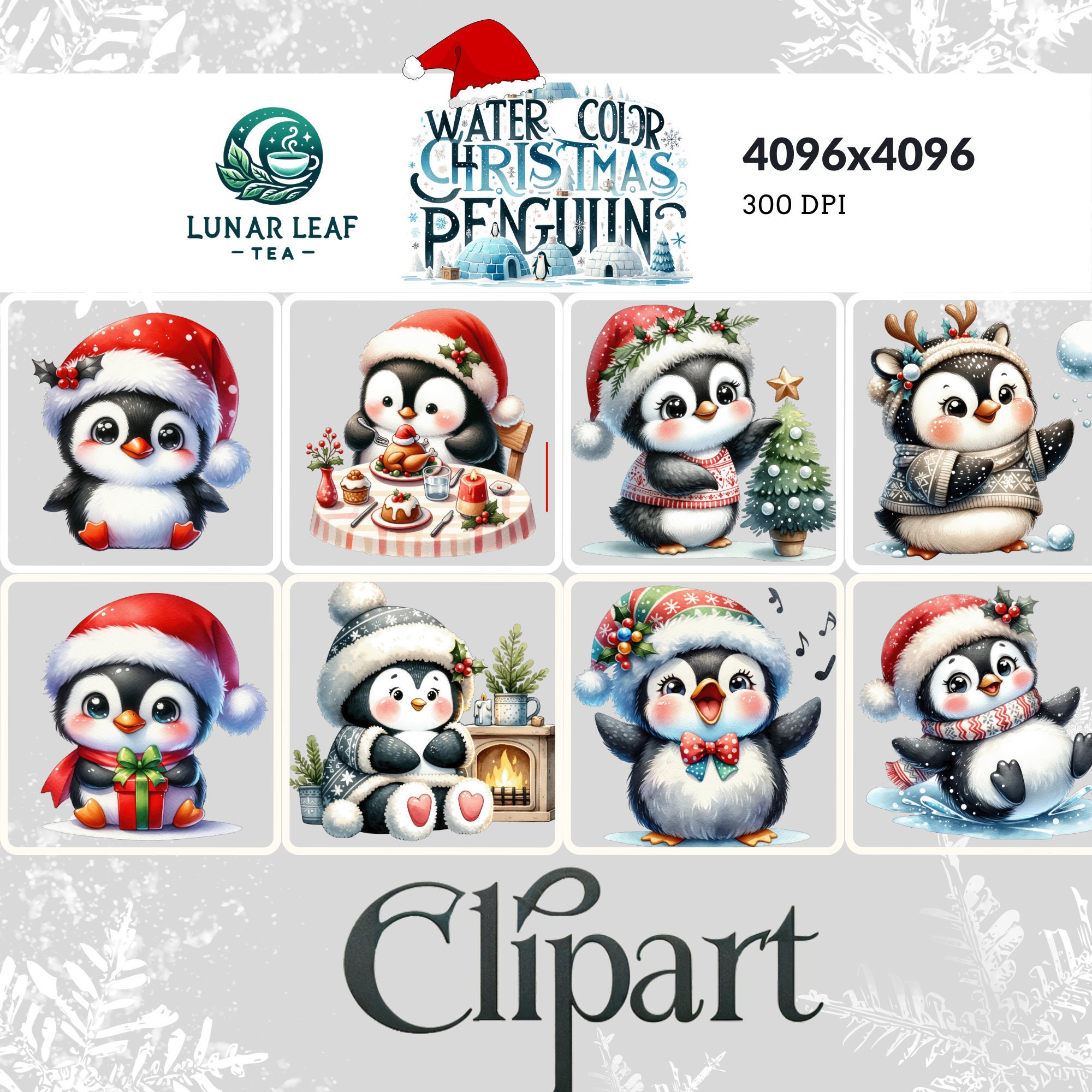 Christmas Penguin Clipart - Cute Christmas Penguins, Holiday Digital ...