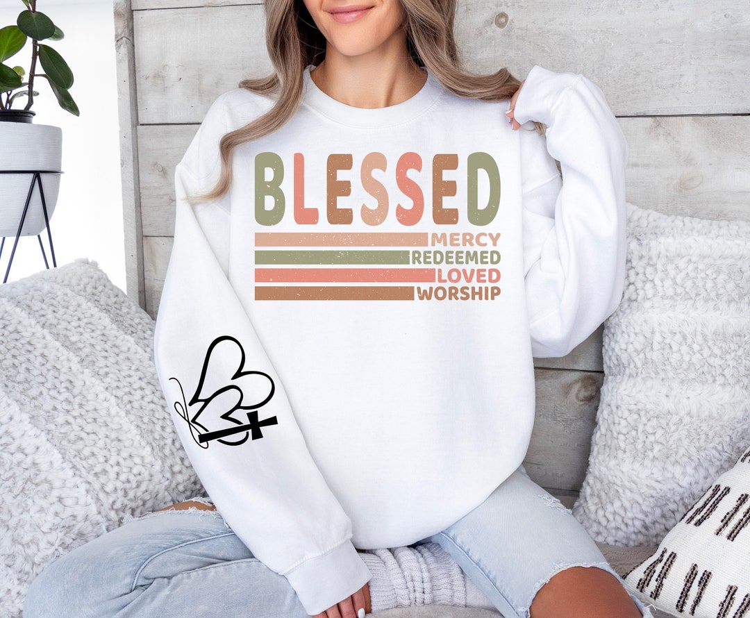 Retro Blessed Redeemed Quotes Png Svg, Elegant Boho Christian Quote Png ...