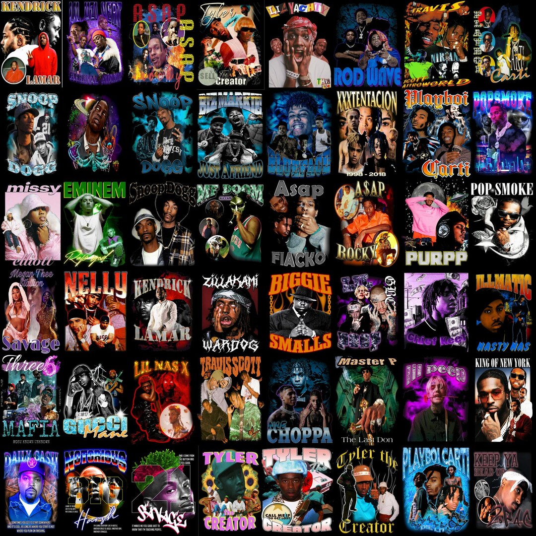 50 Rapper Artist T-shirt Bundle, Trendy Premium Rapper Design, Premium ...