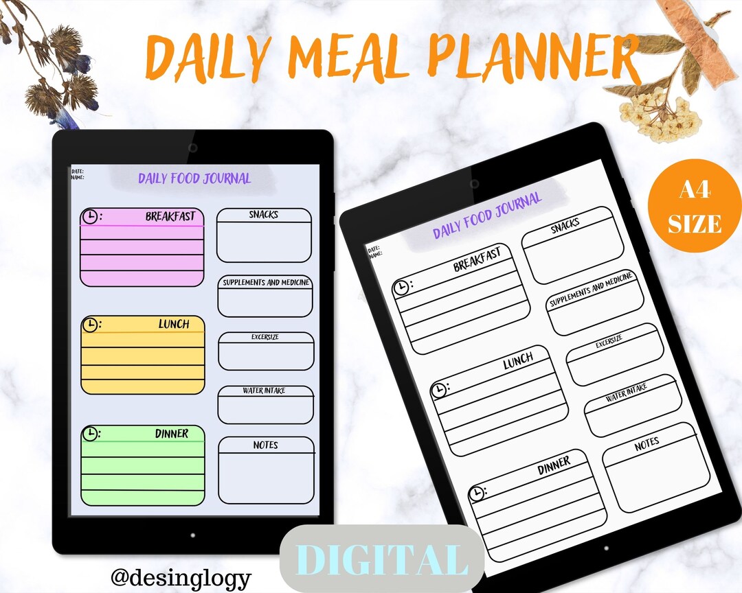 Daily Food Journal Food Journal Printable Digital Food Journal Food ...