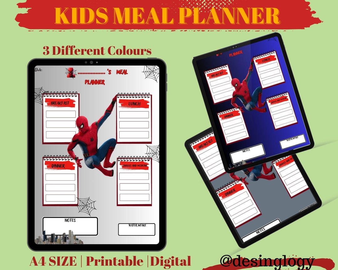 Kids Meal Planner meal Planner printable Planner menu - Etsy