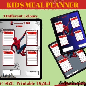 Kids Meal Planner meal Planner printable Planner menu - Etsy
