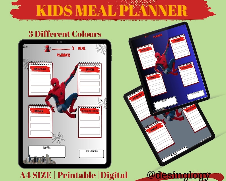 Kids Meal Planner meal Planner printable Planner menu - Etsy