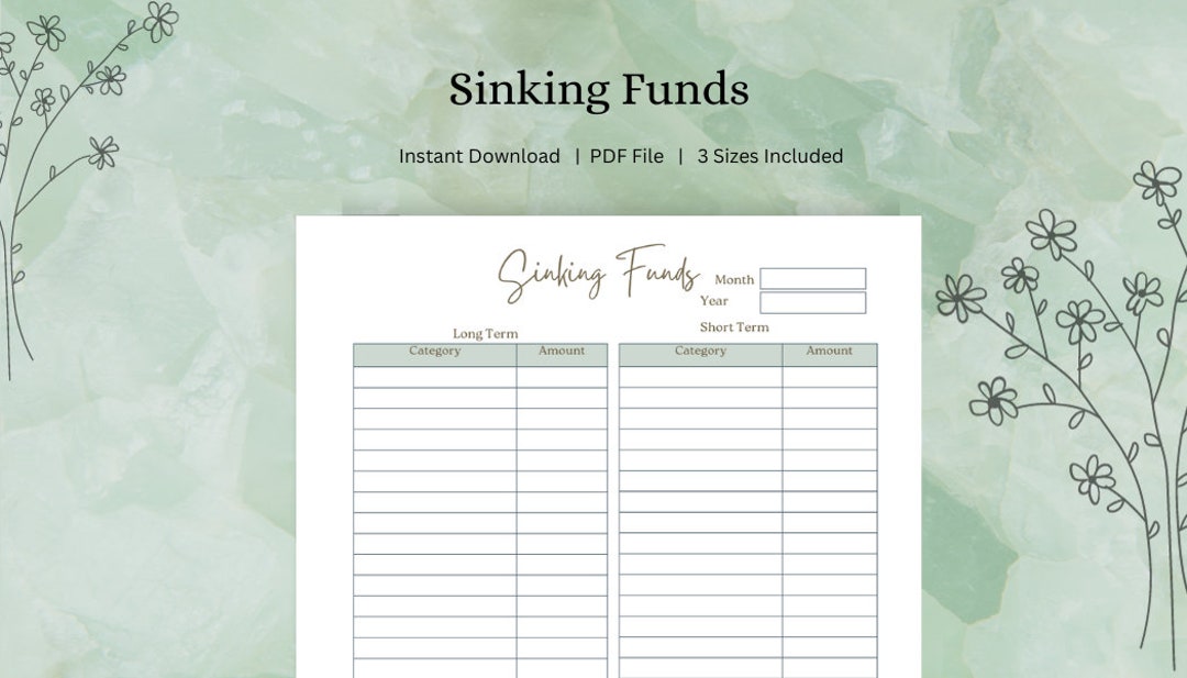Sinking Funds, Sinking Funds Printable, Sinking Funds Tracker, Sinking ...