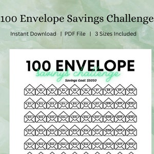 100 Envelope Challenge Printable, Savings Challenge, Digital Download ...