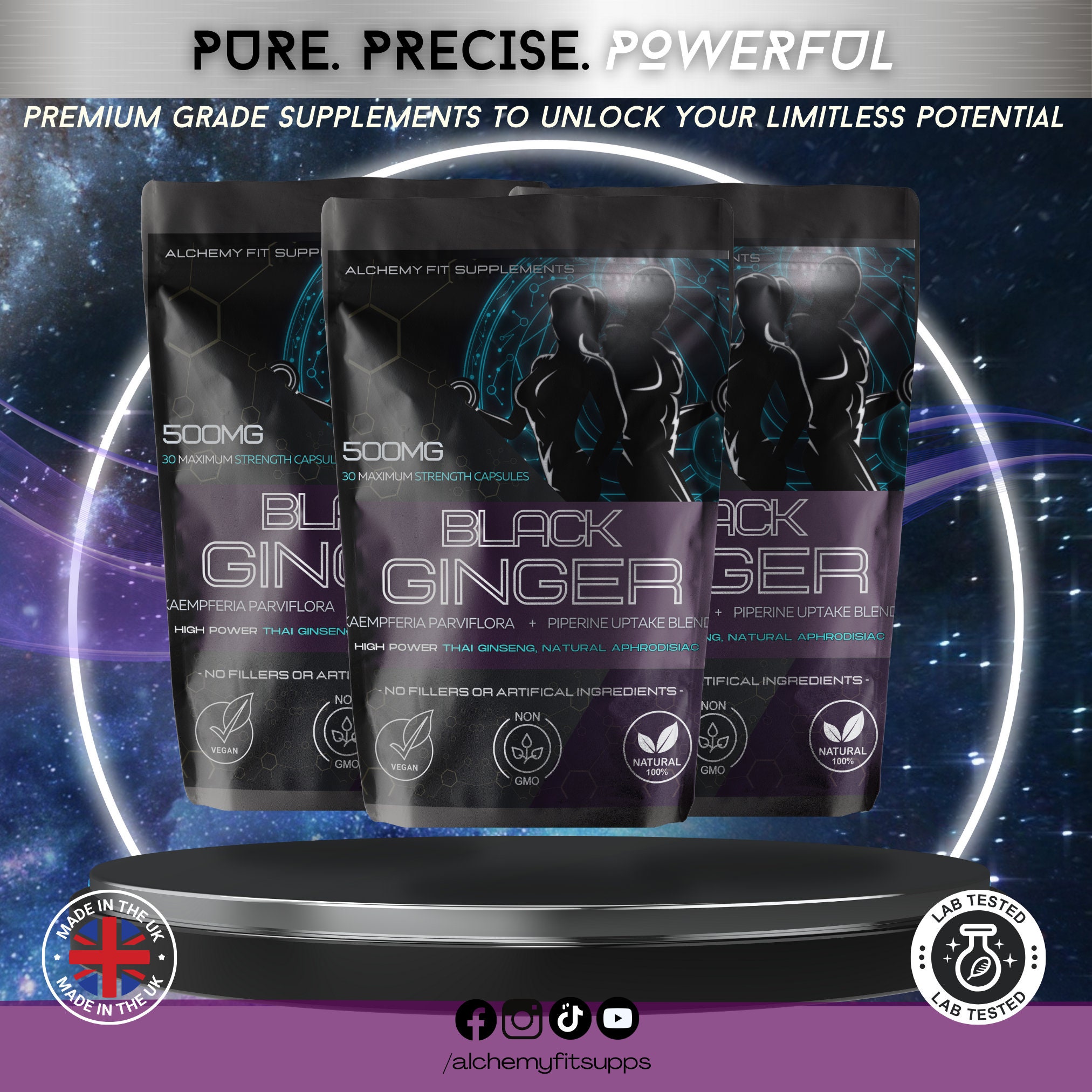 Thai Black Ginger Extract 500mg High Potency 10: 1 Extract 5000mg ...