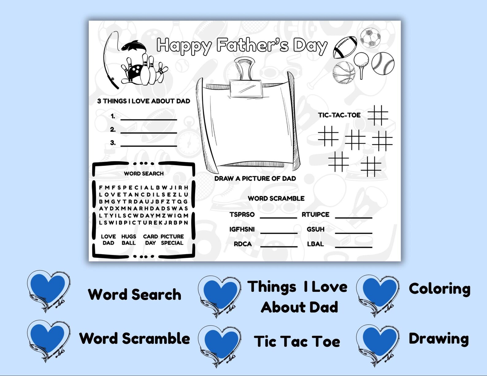 Father’s Day Coloring Page Activity Sheet Fathers Day Printable ...