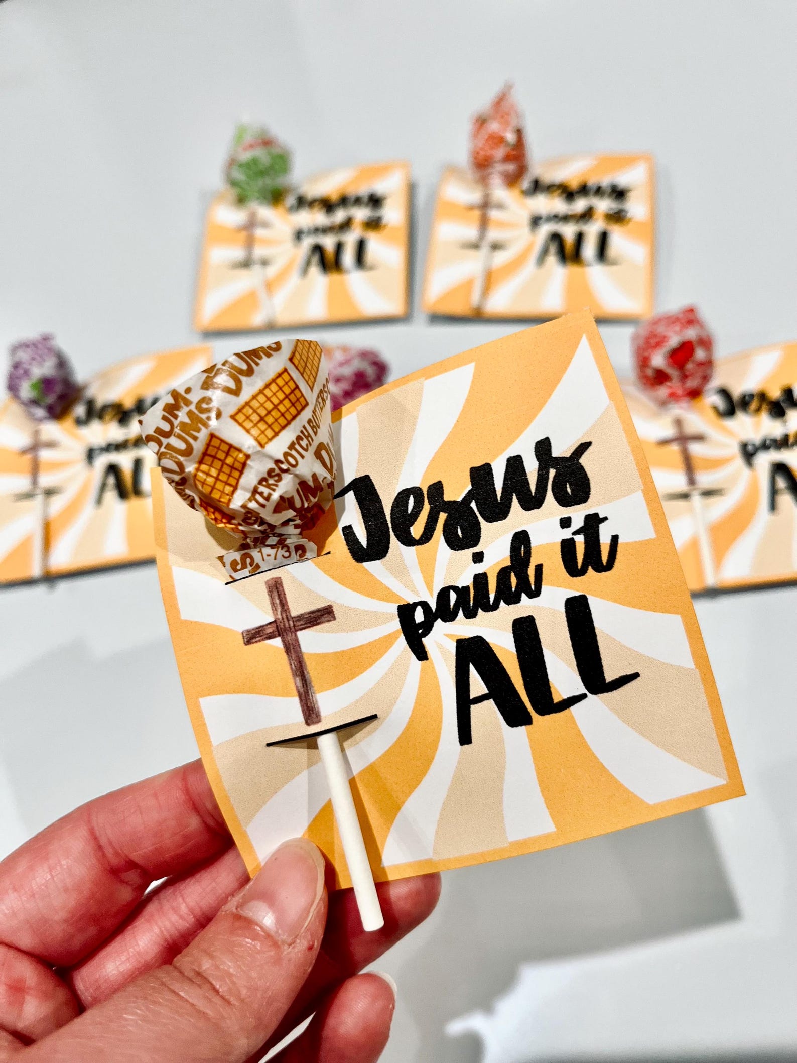 Christian Easter Lollipop Treat Tag, Jesus Paid It All Sucker Holder ...