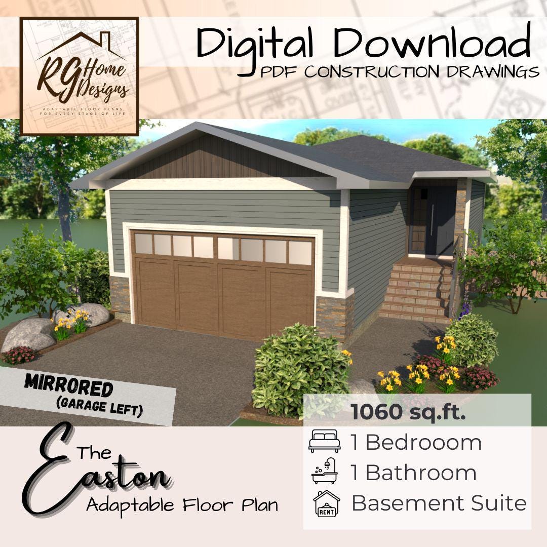 1060 Square Foot Bungalow Floor Plan Narrow House Small Home Basement ...