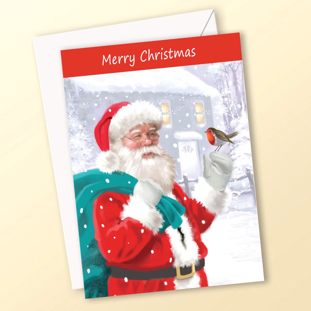 Realistic Santa Christmas Card, Christmas Greetings Card, Santa ...